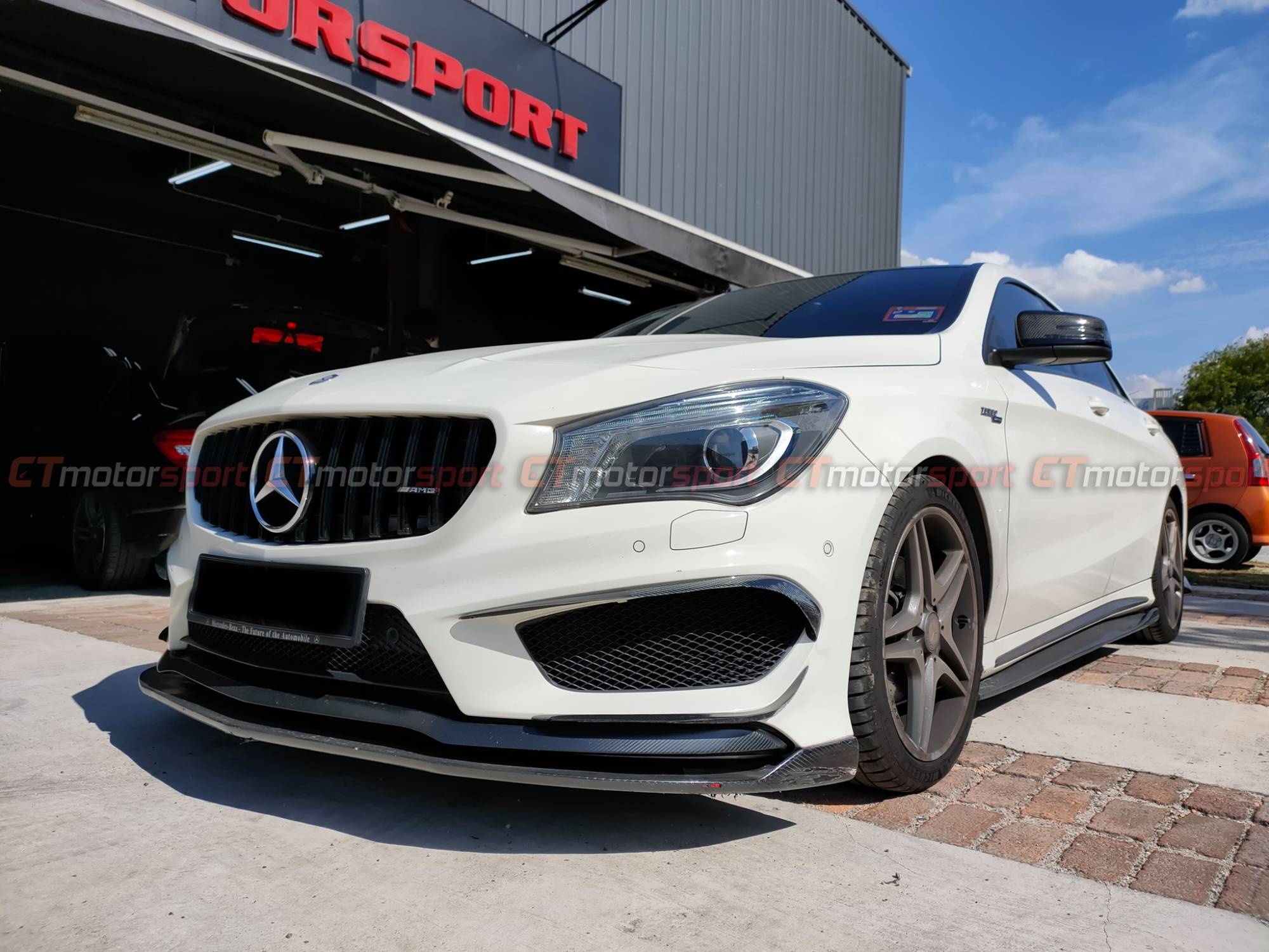 Mercedes Benz CLA CLA45 W117 Installed Revo Carbon Fibre Front Lip